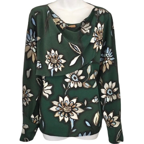 St. Emile | Tops | St Emile Silk Floral Long Sleeve Draped Cowl Neck ...